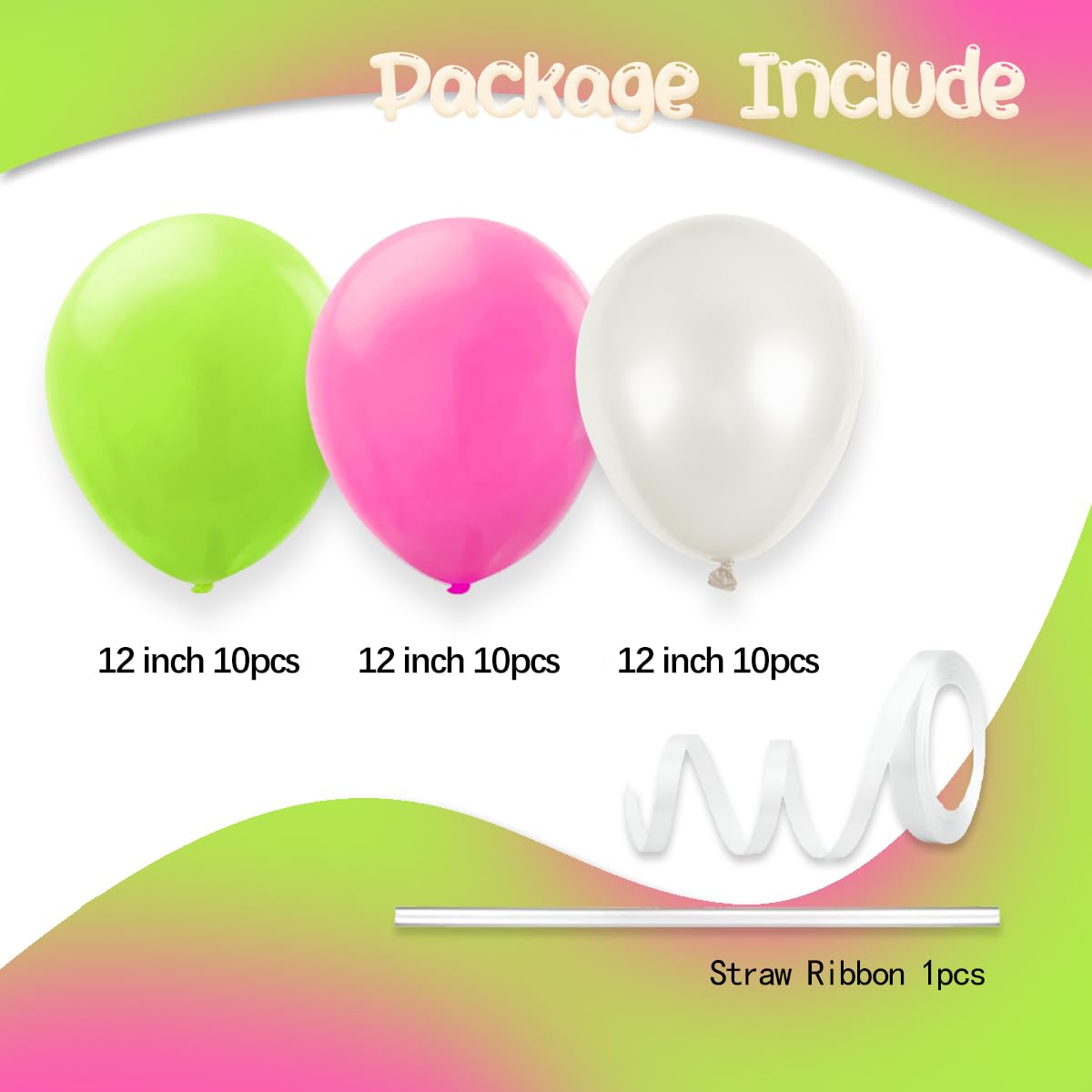 30pcs 12'' Fruit Green Balloons Dark Pink Balloons Pearl White Latex Balloon Bouquet For Birthday Baby Shower Bridal Christening Supplies Celebration Graduation銝沙airy Spring Party Decoration