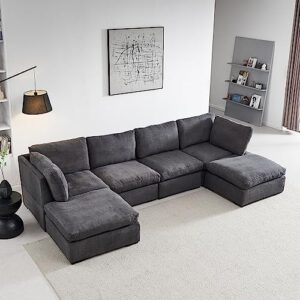 down filled convertible modular sectional sofa with movable ottoman sets, free combination u shaped oversized sleeper corner couch,symmetrical sleeper sofa&couches bed for living room office