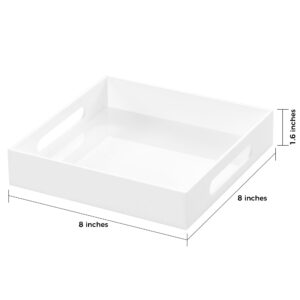 Generic White Acrylic Vanity Tray 8x8 Inches Decorative Bathroom Office Storage Organizer Tray Perfume Countertop Makeup Jewelry towel Dresser Tray Nightstand Entryway Closet Catchall Candle ottoman