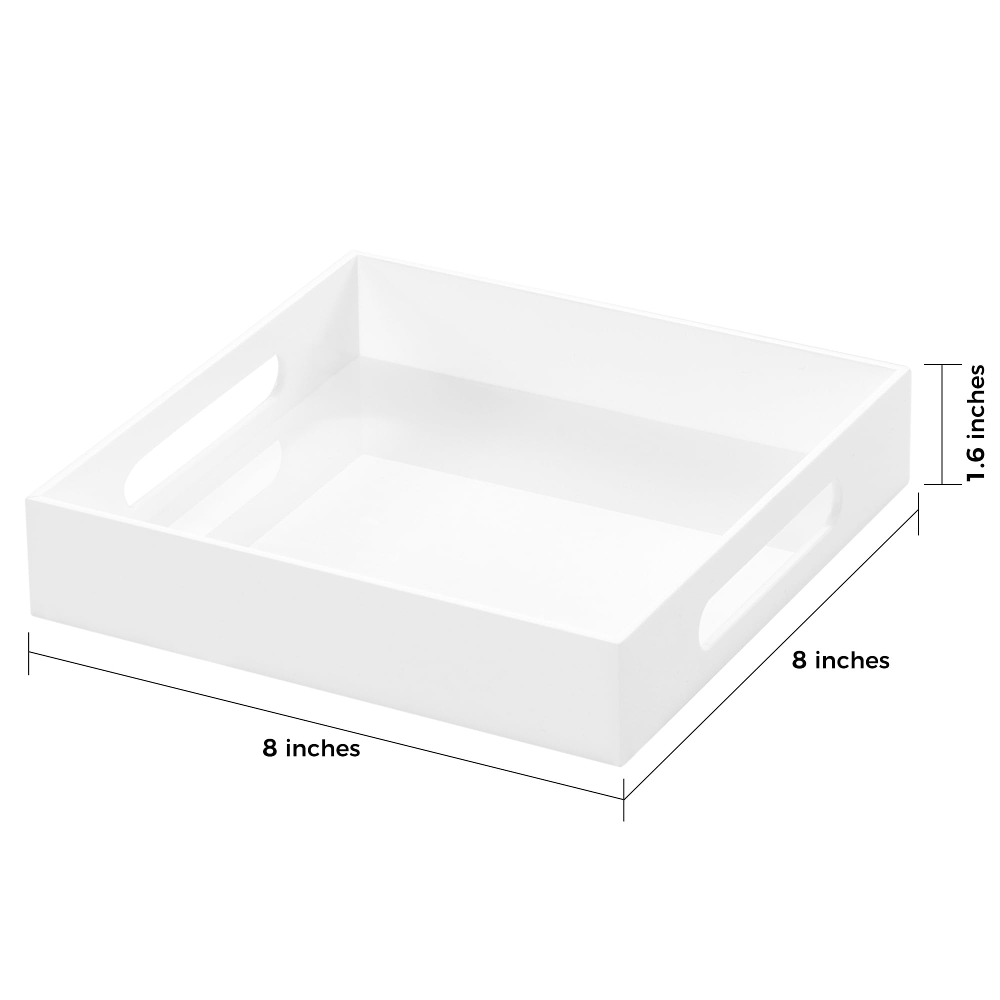 Generic White Acrylic Vanity Tray 8x8 Inches Decorative Bathroom Office Storage Organizer Tray Perfume Countertop Makeup Jewelry towel Dresser Tray Nightstand Entryway Closet Catchall Candle ottoman