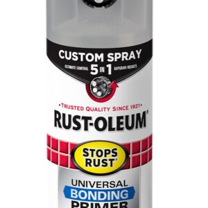 Rust-Oleum 384761 Custom Spray 5-in-1 Flat Gray Universal Bonding Primer Aerosol Spray, 12 oz., Gray