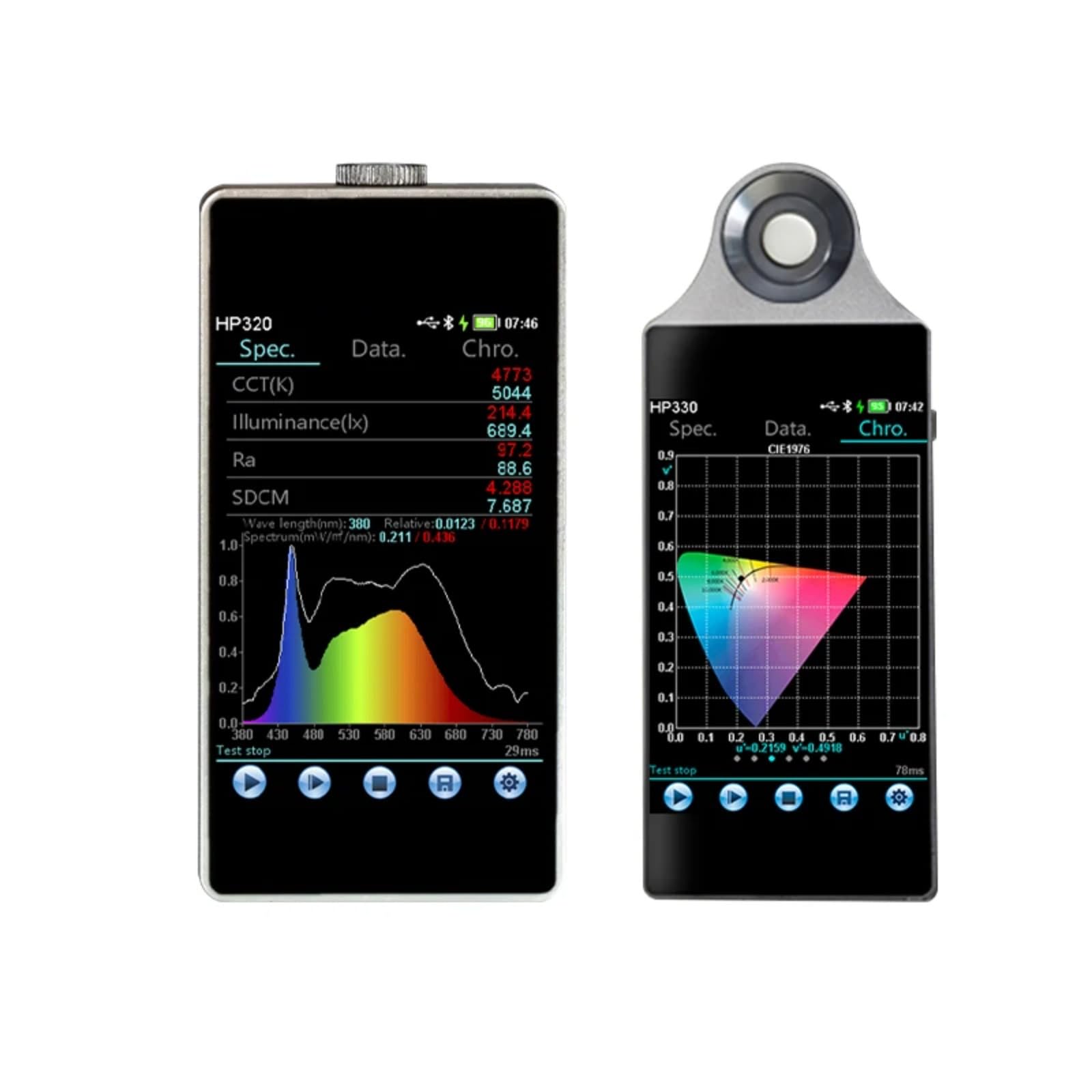 Handheld Spectrometer 380-780nm Color Illuminometer CCT CRI Lux Tester Illuminometer Photography Photometer