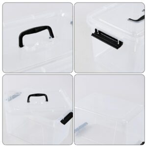 Utiao 4-Pack 10 L Plastic Latching Storage Bin, Clear Storage Box Bin with Handle