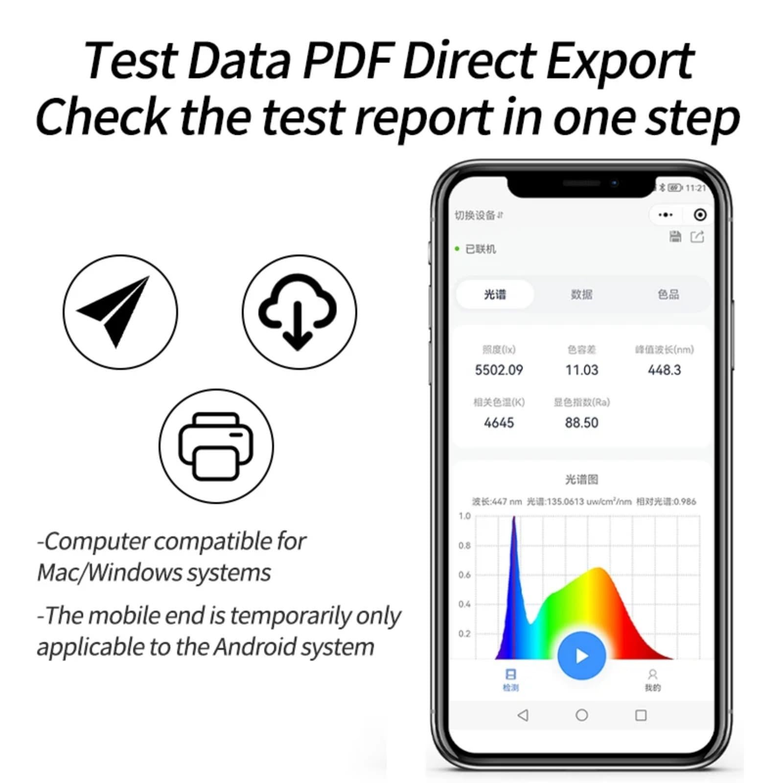 Handheld Spectrometer 380-780nm Color Illuminometer CCT CRI Lux Tester Illuminometer Photography Photometer