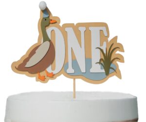 one lucky mallard duck cake topper,mallard 1st birthday decoration,little duck hunter party decor,mallard duck birthday party supplies,duck hunting theme,lucky baby shower cake tooper