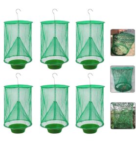 6 pack ranch fly trap, 2024 new hanging fly catcher, the most effective trap ever made with pots, cage catcher for indoor and outdoor, family farms, park, restaurants