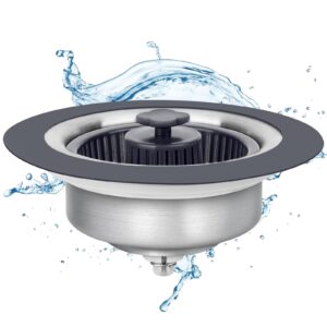 semour upgraded 3 in 1 kitchen sink drain strainer stopper 304 stainless steel pop up kitchen sink stopper anti-clogging kitchen sink strainer basket filter for us standard 3-1/2 inch drain