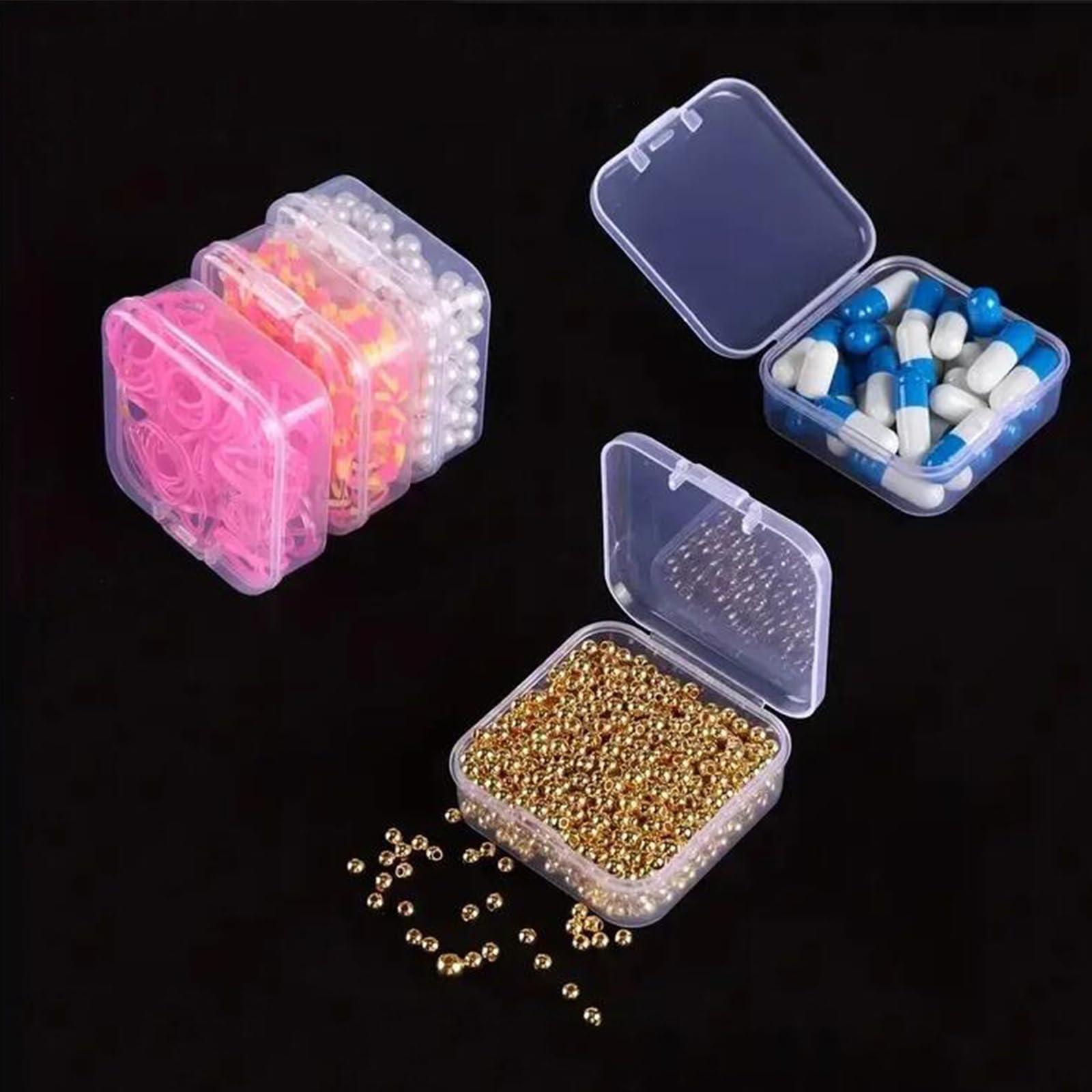 Small Bead Organizer Boxes, 19 Pieces Plastic Storage Cases Mini Clear Bead Storage Containers Transparent Boxes with Hinged Lids for Jewelry Making and Craft Supplies