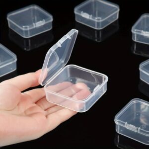 Small Bead Organizer Boxes, 19 Pieces Plastic Storage Cases Mini Clear Bead Storage Containers Transparent Boxes with Hinged Lids for Jewelry Making and Craft Supplies