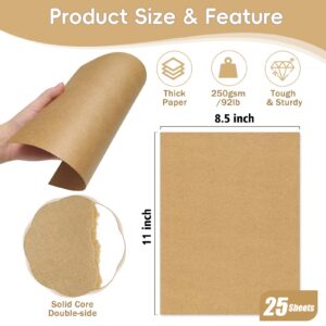 25 Sheets Brown Cardstock 8.5 x 11, 92lb/250gsm Kraft Card Stock Paper, Heavy Cardstock Printer Paper for Invitations, Scrapbooking, Crafts, Diy Cards, Decoration