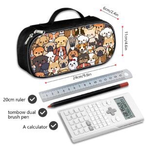 Rovozar Kawaii Dog Pencil Case for Girls Boys, Animals Pencil Box for Kids Dog Pen Makeup Bag, Large Capacity Dog Pencil Pouch with Zipper Compartments for Office School