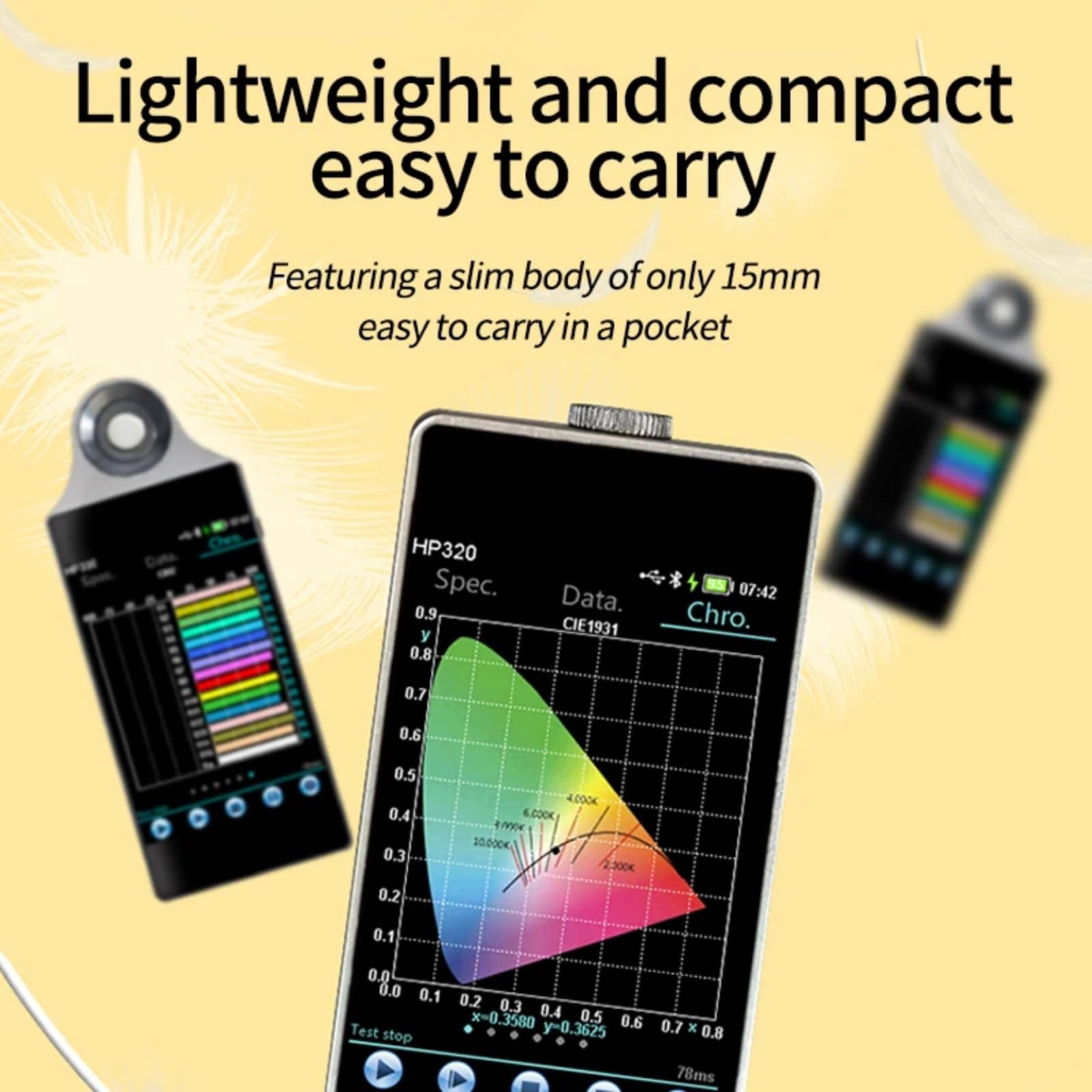 Handheld Spectrometer 380-780nm Color Illuminometer CCT CRI Lux Tester Illuminometer Photography Photometer