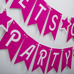 UOREND Pink Let's Go Party Banner,Pink Themed Bachelorette/Birthday/Engagement/Bridal Shower Party Decorations,Let's Go Girls Sign,Hot Pink Glitter,Makeup,Pink Doll,21st Birthday Party favors,Photo Booth Prop