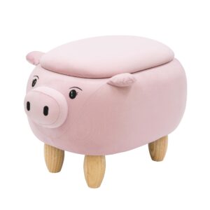 pearington pink pig ottoman with storage, furniture for living room, gameroom, playroom, bedroom décor,soft animal-shaped