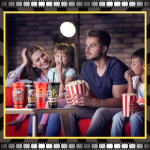 Uiifan 12 Pcs Movie Night Cups 24oz Movie Night Supplies Reusable Tumbler with Lid and Straw Movie Party Decorations Birthday Party Favors