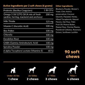 Kayode Dog Detox - Dog Liver Supplement & Immune Defense. with Milk Thistle for Dogs. Help Detoxify Liver, Reduce Inflammation & Improve Gut Health. 1 BIl CFU Probiotics, Omega Oil, & Bee Pollen.