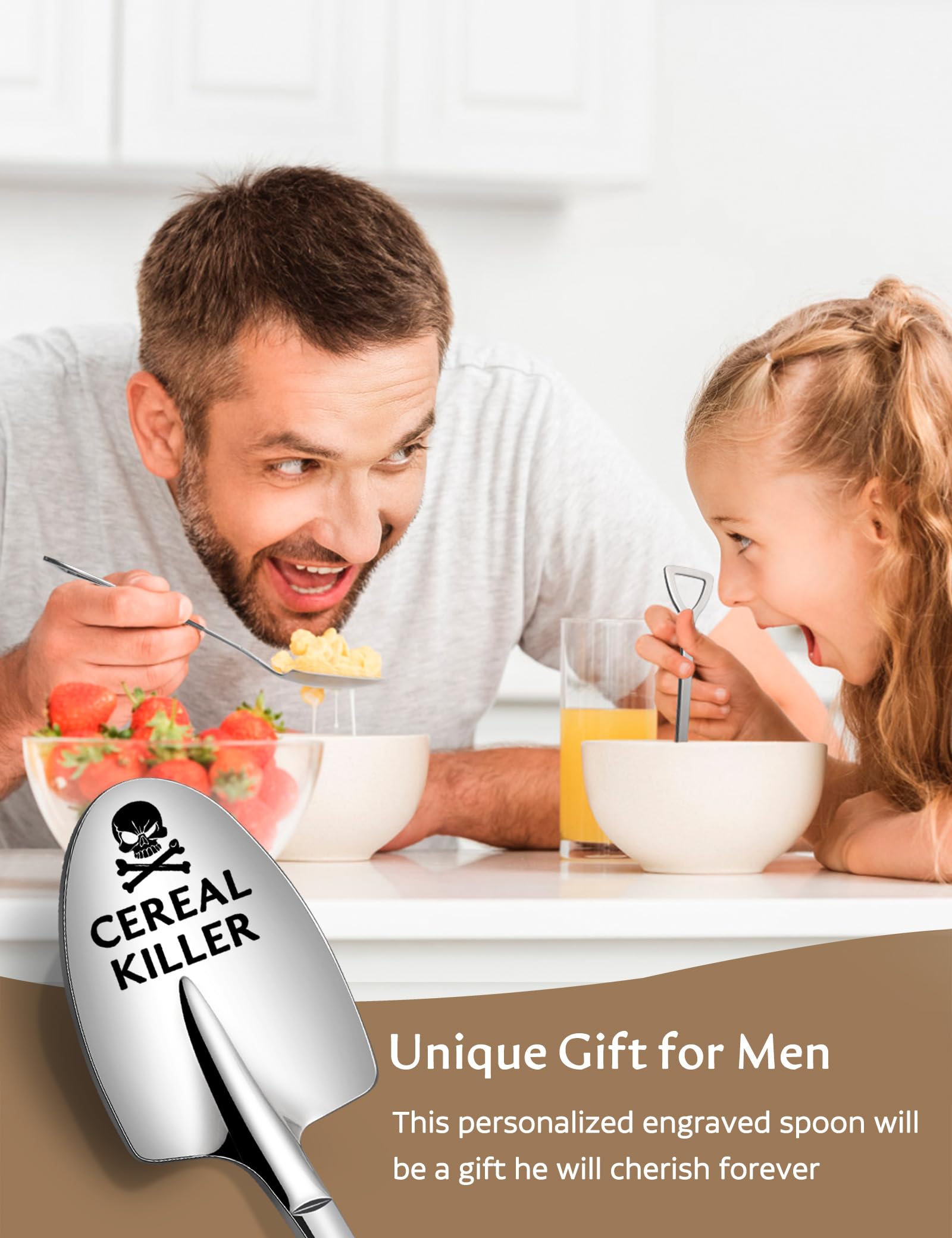 Funny Christmas Gifts for Men Stocking Stuffers, Mens Birthday Gifts for Him, Boyfriend, Husband, Unique Gifts for Dad, Grandpa, Gag Gifts Cereal Killer Spoon