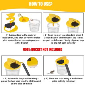 Bucket Lid Mouse Rat Trap, Mouse Catching Tool, Trap Door Style, Multi Catch, Auto Reset, Indoor Outdoor, 5 Gallon Bucket Compatible (Butter)