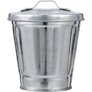 kichvoe mini galvanized trash can with lid tiny wastebasket trash bin small metal buckets garbage bin tabletop rubbish bin flower pot pen holder for succulent office