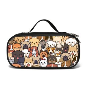 rovozar kawaii dog pencil case for girls boys, animals pencil box for kids dog pen makeup bag, large capacity dog pencil pouch with zipper compartments for office school