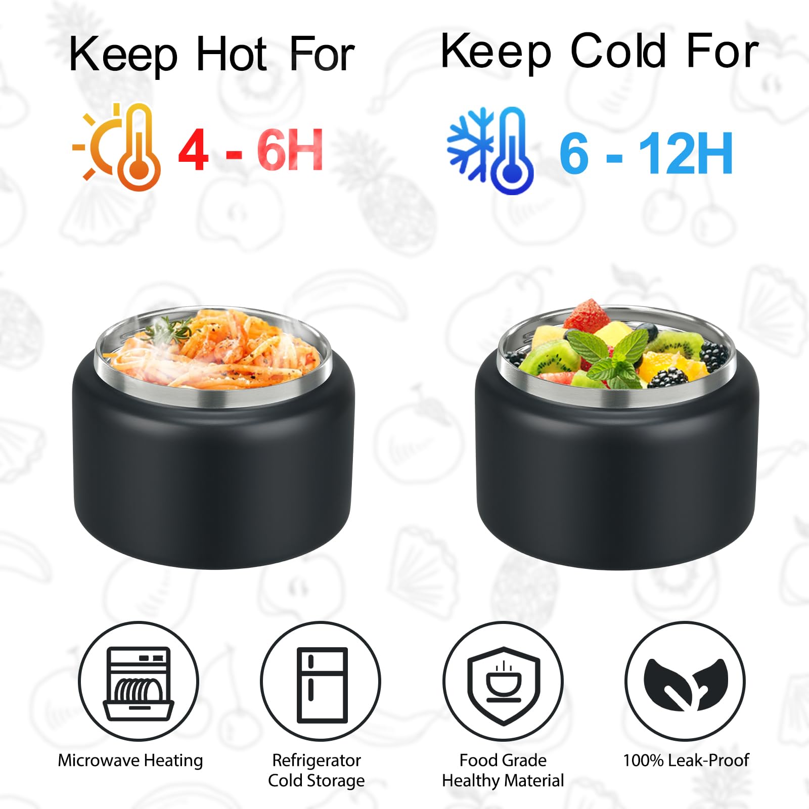 JXXM 2 in 1 Double Insulated Food Jar 8oz Soup Thermo with Snack Container Kids Thermo for Hot Food Lunch Containers Wide Mouth Vacuum Stainless Steel Leak Proof for School Travel (Gray)