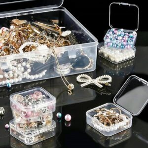 Small Bead Organizer Boxes, 19 Pieces Plastic Storage Cases Mini Clear Bead Storage Containers Transparent Boxes with Hinged Lids for Jewelry Making and Craft Supplies