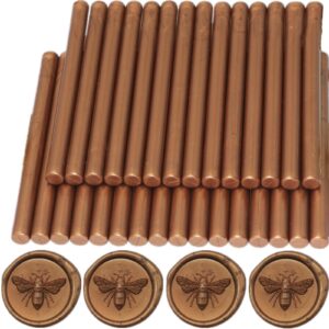 wax seal sticks copper gold, onwinpor 30pcs glue gun wax sealing sticks for wax seal stamp, mini wax seal gun sticks set suit for 0.2.8'' glue gun great for wedding invitations(copper)