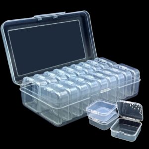 small bead organizer boxes, 19 pieces plastic storage cases mini clear bead storage containers transparent boxes with hinged lids for jewelry making and craft supplies