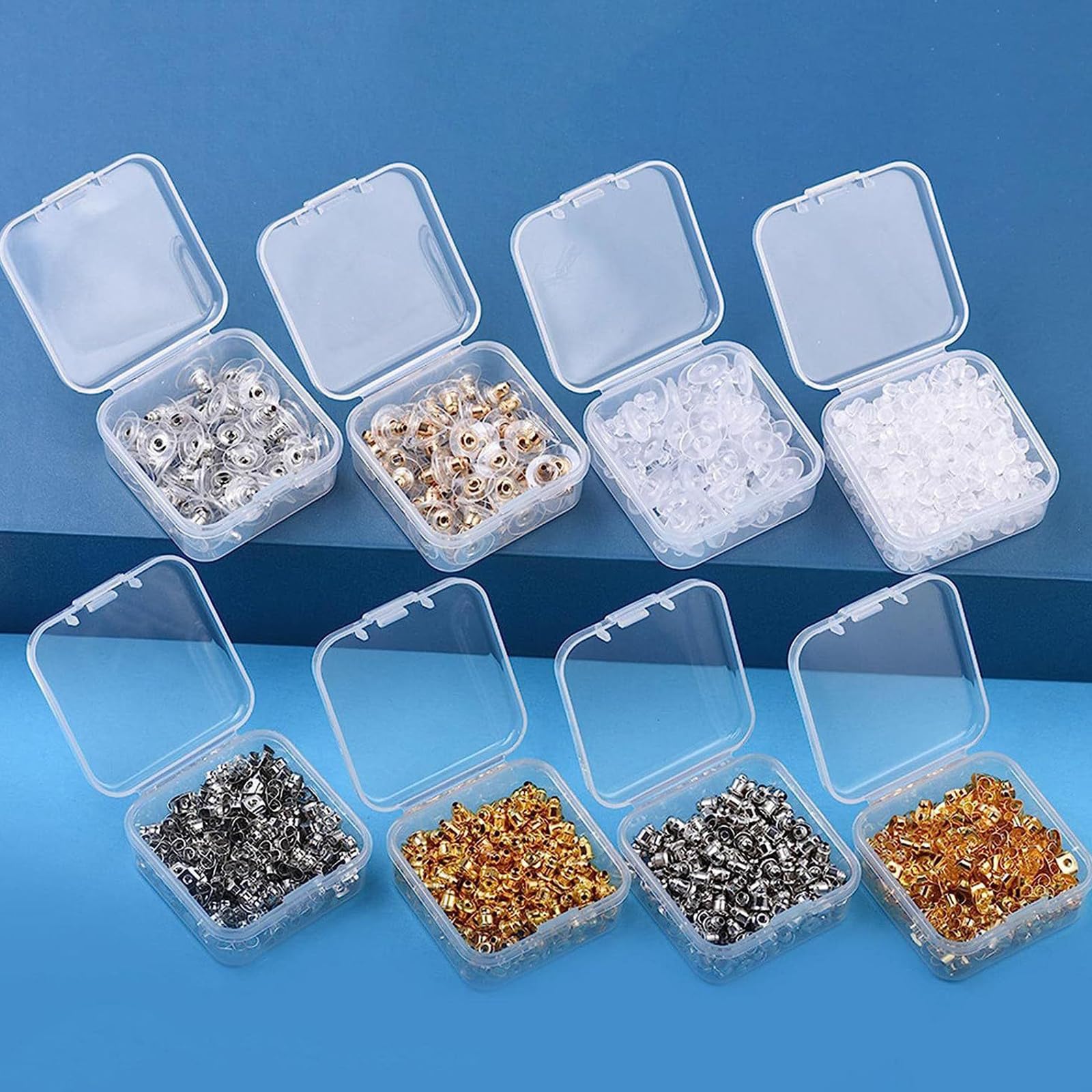 Small Bead Organizer Boxes, 19 Pieces Plastic Storage Cases Mini Clear Bead Storage Containers Transparent Boxes with Hinged Lids for Jewelry Making and Craft Supplies