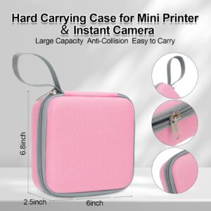 HBCX Mini Printer Case,Hard Protective Box,Portable High-capacity Travel Carrying Case,Suitable for Thermal Inkless Sticker Photo Printer,Label Marker,Instant Print Camera(Only Pink Case), big