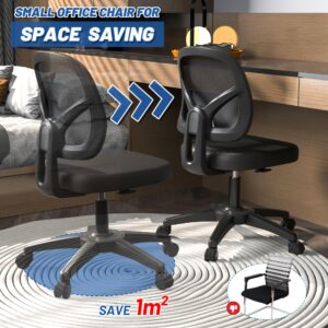 Armless Swivel Mesh Computer Office Desk Chair No Arms Height Adjustable with Lumber Support for Child and Adult