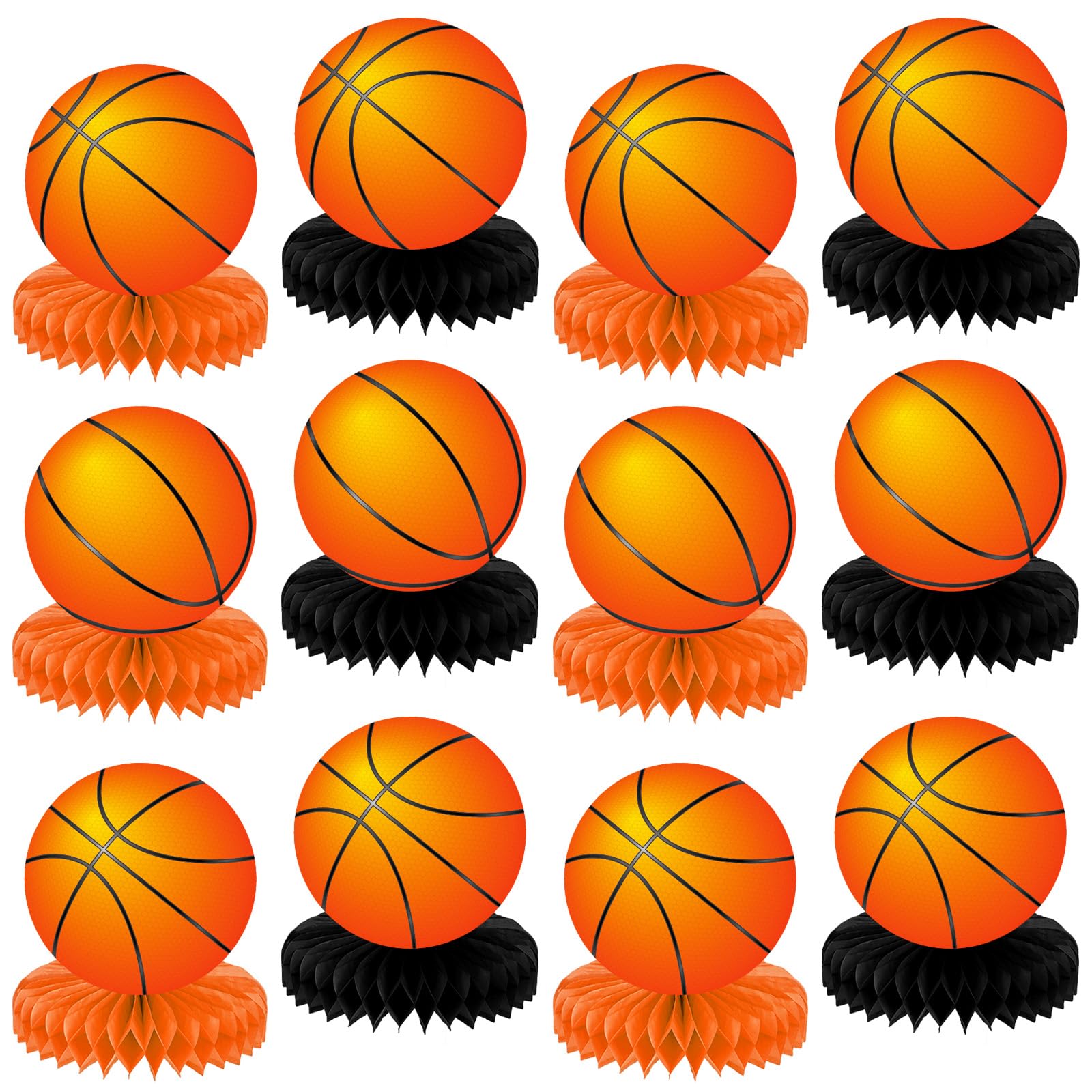 Chunnin 12Pcs Basketball Honeycomb Centerpiece Basketball Birthday Party Decoration Basketball Themed Party Table Toppers Basketball Party Table Centerpieces for Boy Sport Baby Shower Party Supplies