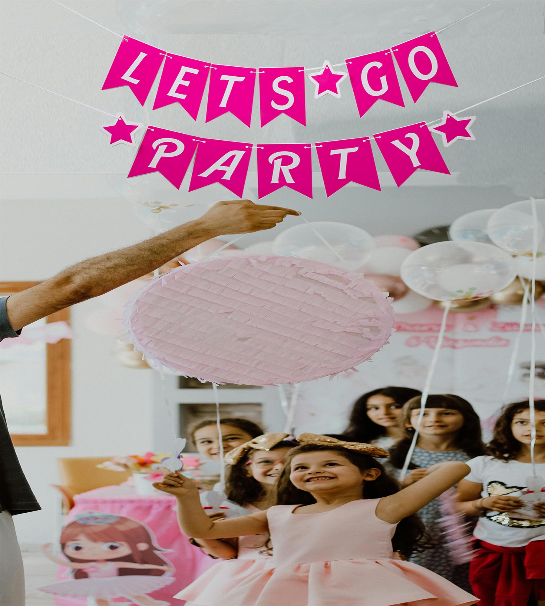 UOREND Pink Let's Go Party Banner,Pink Themed Bachelorette/Birthday/Engagement/Bridal Shower Party Decorations,Let's Go Girls Sign,Hot Pink Glitter,Makeup,Pink Doll,21st Birthday Party favors,Photo Booth Prop