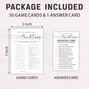 Minimalism Bridal Shower Game Cards With Answer Card, Wedding Traditions Game, Wedding Party Game Cards For 30 Guests, Engagement Party Activities, Newlyweds Party Decoration & Supplies - A08