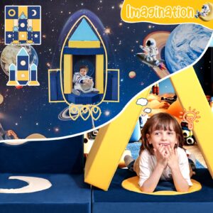 Erament 28PCS Modular Kids Play Couch - Universe Theme Toddler Couch Building Fort, Sofa Foam Couch Play Couch Set, Multifunctional Kids Sofa for Toddler to Teenagers, Playroom, Bedroom, Living Rooms