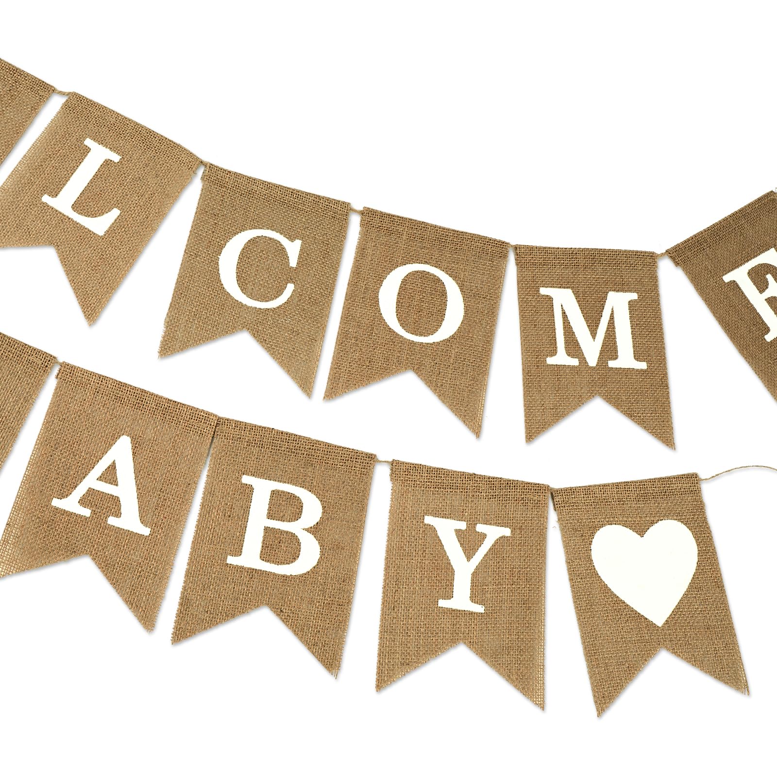 Anwyll Welcome Baby Burlap Banner,Baby Shower Decoration Banner,Pre-Strung Oh Welcome Baby Shower Sign for Backdrop,Adorable Neutral Gender Reveal Party Decor,Baby Announcement Sign for Girls Boys