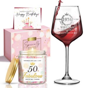 lucotiya 50th birthday gifts for women,50th birthday gifts for her vintage 1974 50th birthday decorations for women turning 50 gifts idea for women,friends,sister,mom,aunt happy birthday gifts