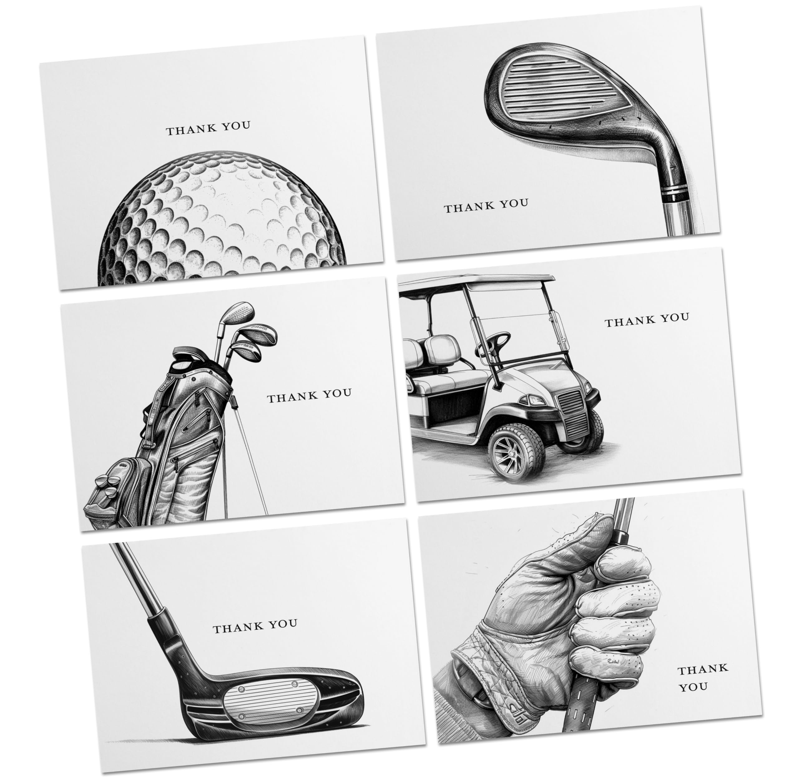 Golf Thank You Cards - Stationary Set - 24 Cards with Envelopes - Gifts for Golfers (Thank You Version)