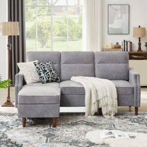 enobala 79" convertible sectional sofa couch, 3 seat l shaped sofa for living room, apartment and office