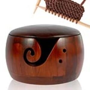 fizocosisto wooden yarn bowl holder,portable knitting yarn bowl with lid, crochet yarn bowls for knitters & crocheters, yarn holder dispenser yarn storage bowls for women knitting crochet knit