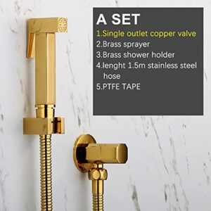 FANCUF Toilet Bidet Sprayer Hand Held Douche Kit Shiny Gold Bathroom Cleaner Shower (Color : E), lingsad-0236