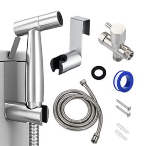 fancuf handheld toilet bidet sprayer set kit stainless steel hand faucet for bathroom shower self cleaning, lingsad-0236