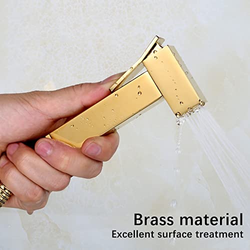 FANCUF Toilet Bidet Sprayer Hand Held Douche Kit Shiny Gold Bathroom Cleaner Shower (Color : E), lingsad-0236