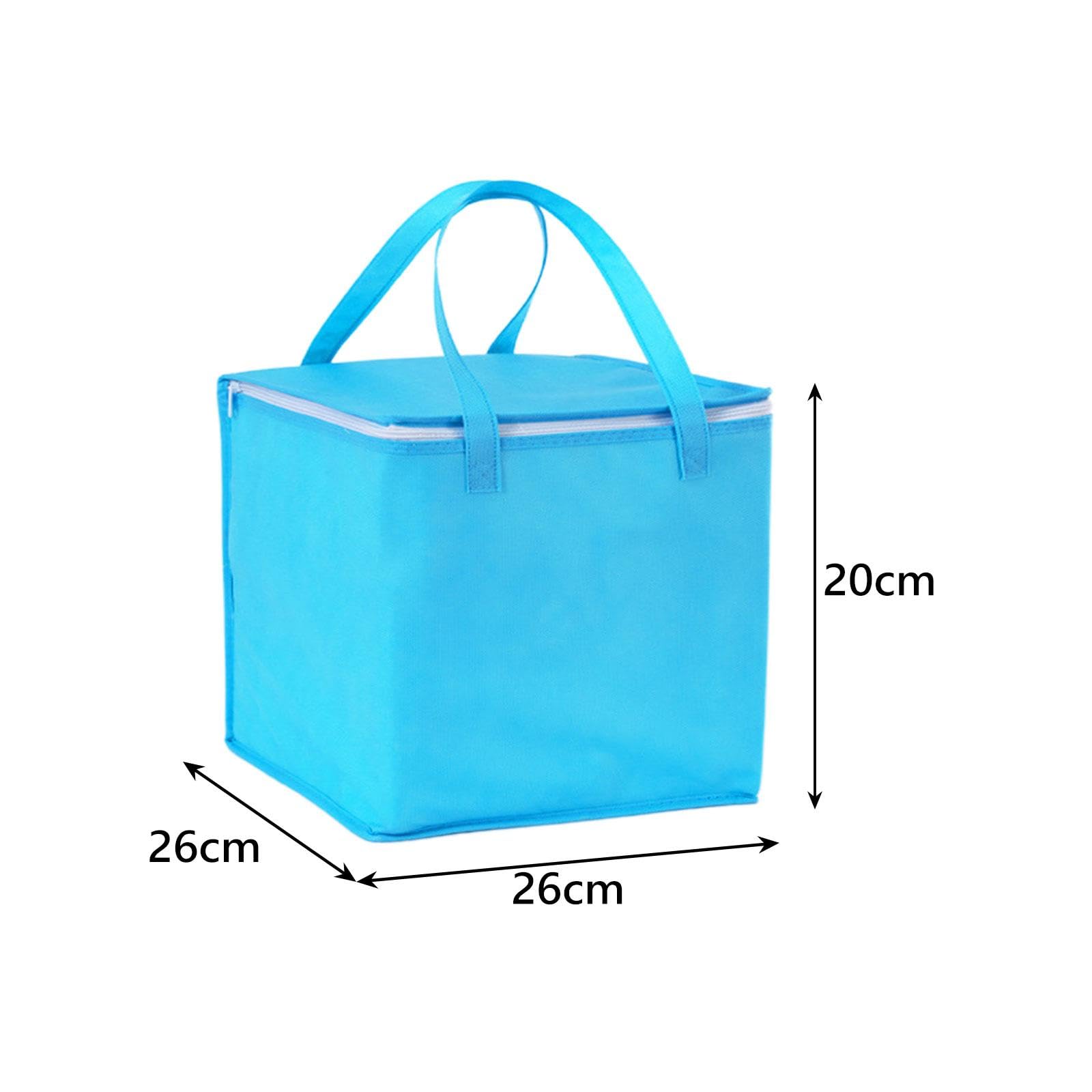 Yajuyi Thermal Bag Cooler Bag, Zipper Closure for Frozen and Hot Food Food, Delivery Bag Insulated Reusable Grocery Bag for Camping, Blue