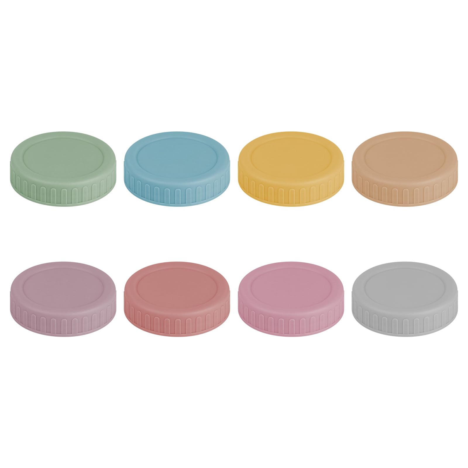 Vaincre 8PCS Mason Jar Lids - Colored Plastic Mason Jar Lids Regular Mouth, Leak Proof Canning Lids Covers with Silicone Rings for Ball, Kerr Jars, Reusable Jar Lid Tops Caps for Mason Canning Jars