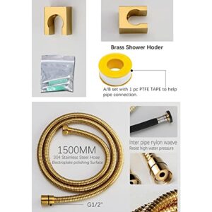 FANCUF Toilet Bidet Sprayer Hand Held Douche Kit Shiny Gold Bathroom Cleaner Shower (Color : E), lingsad-0236