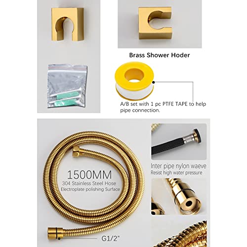 FANCUF Toilet Bidet Sprayer Hand Held Douche Kit Shiny Gold Bathroom Cleaner Shower (Color : E), lingsad-0236