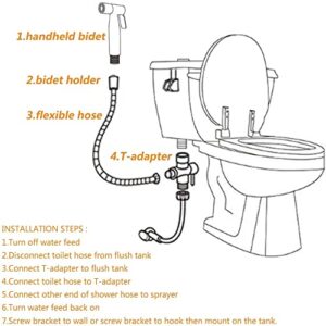 FANCUF Handheld Toilet Bidet Sprayer Set Kit Stainless Steel Hand Faucet for Bathroom Shower Self Cleaning, lingsad-0236