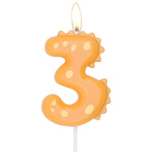 zhihui birthday candle, dinosaur number candles, dinasour forest theme cake decoration, happy birthday cake topper for boys girls kids dino theme party anniversary celebration supplies (number 3)