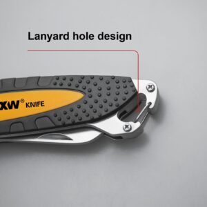 XW Folding Linoleum Flooring & Roofing knife with Hawkbill Blade, Lock-back Electrician Knife for Wire and Cable Stripping